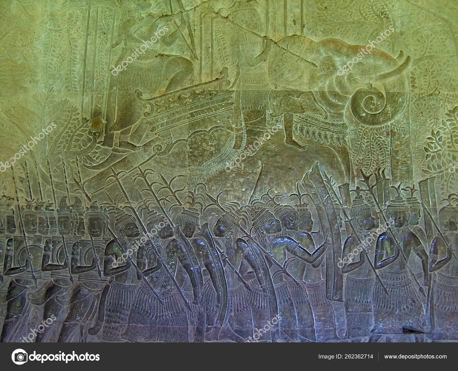 Siamese Armies Led War Elephants Prepare March War Angkor Wat Stock ...