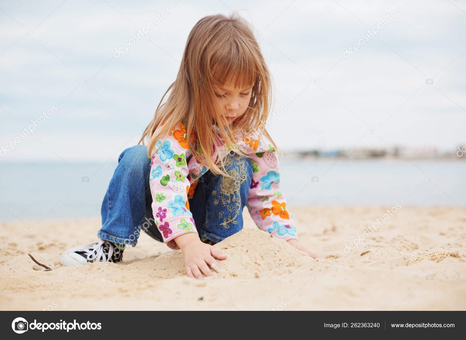 Cute Child Playing Sand Beach ⬇ Stock Photo, Image by © YAYImages ...