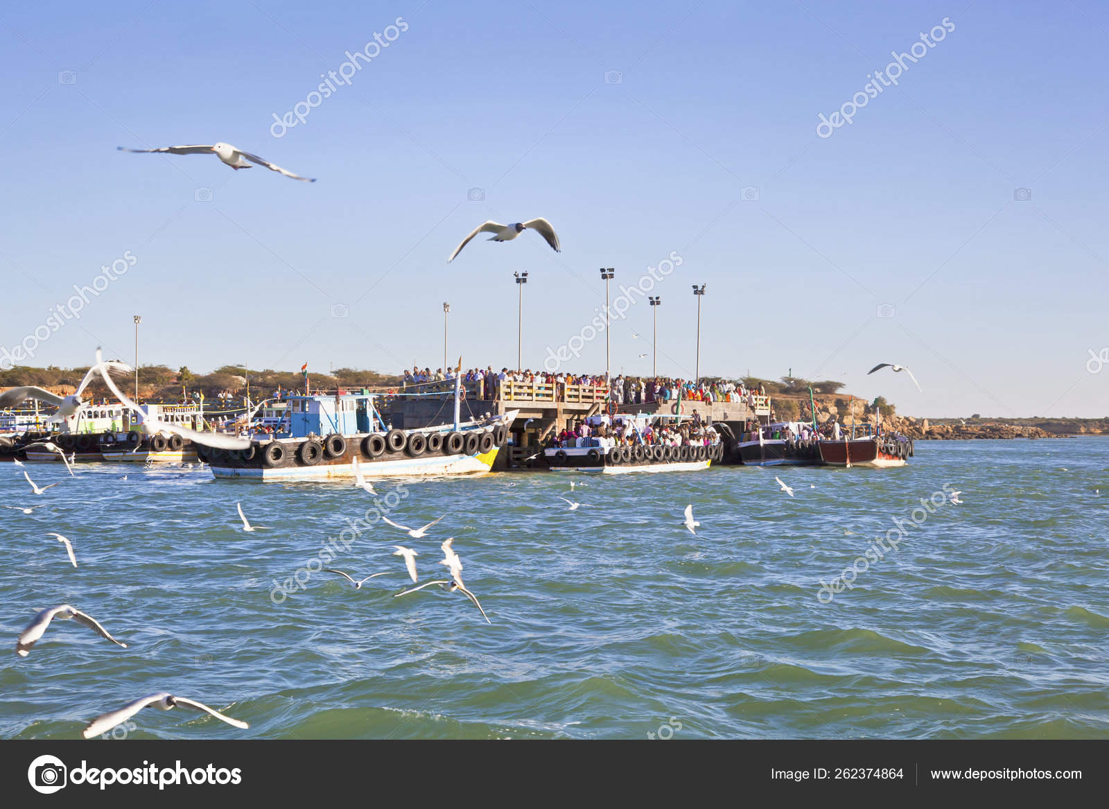 Dwarka Roadtrip Landscape Bet Dwarka Quayside Ferry Port Crowded ...