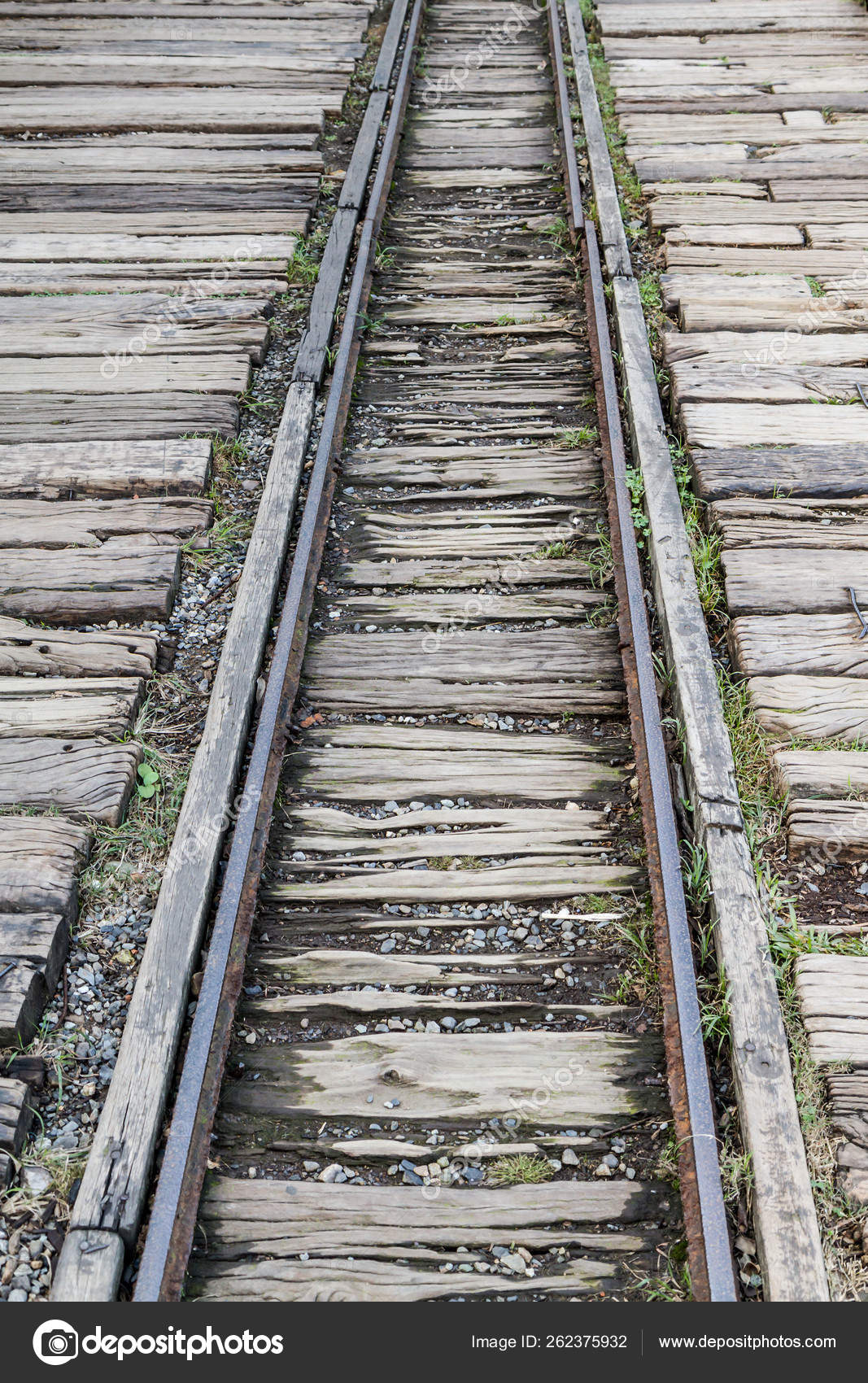 Deserted Narrow Gauge Train Track Wooden Beams — Stock Photo ...