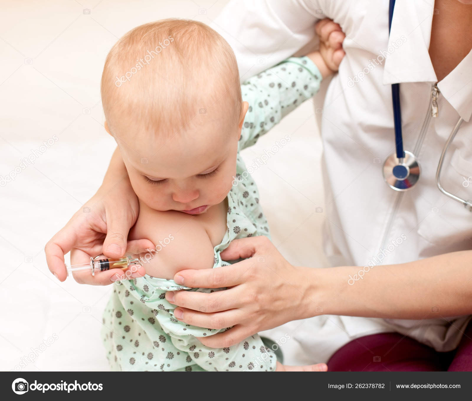 Doctor Giving Child Intramuscular Injection Arm Shallow Dof Stock Photo ...