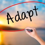 Man Hand Writing Adapt Black Marker Visual Screen Isolated Background ...