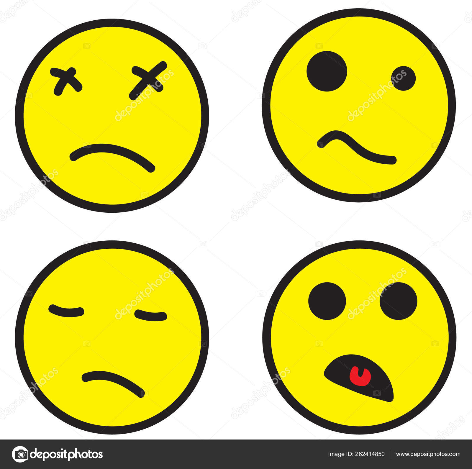 Four Smileys Demonstrating Negative Reaction Stock Illustration by ...