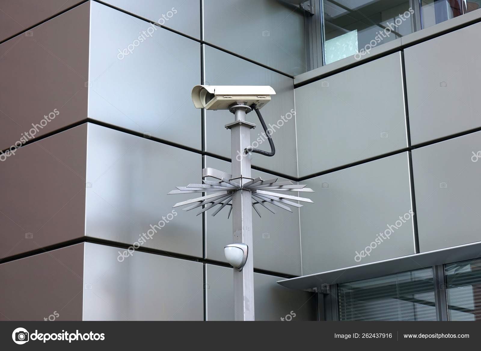 Post Mounted Cctv Camera Installed Front Modern Private Office Building ...