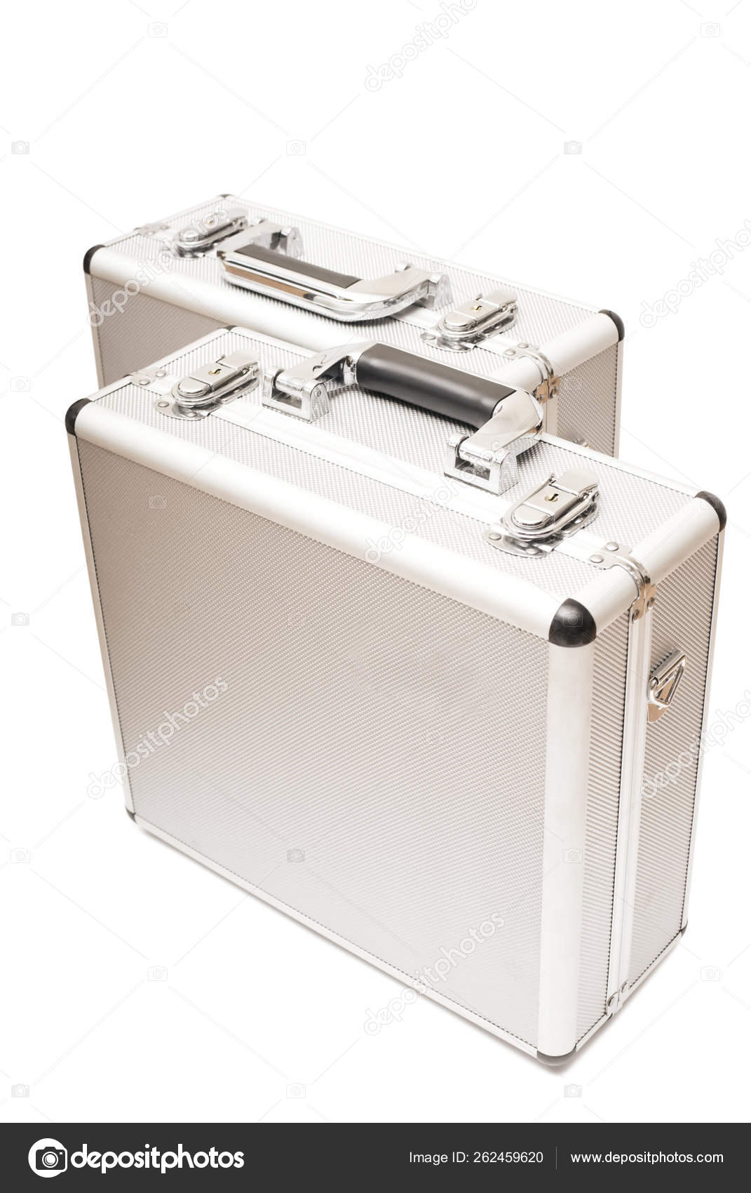 Two Metal Cases Isolated White Background Stock Photo by ©YAYImages ...