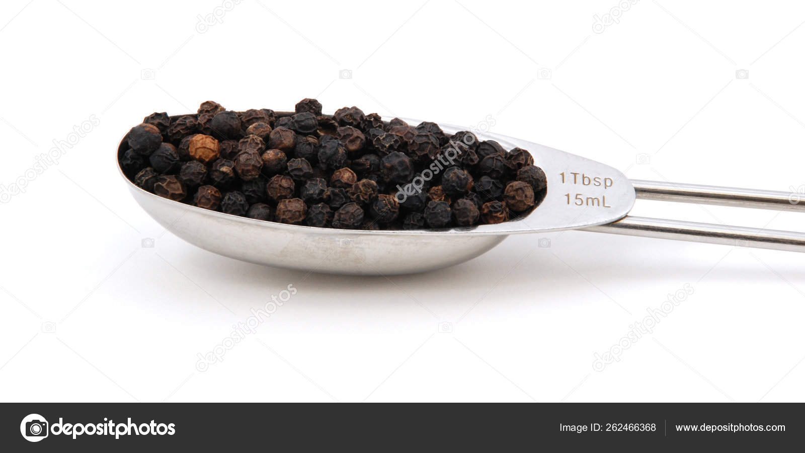 Black Peppercorns Measured Metal Tablespoon Isolated White Background ...