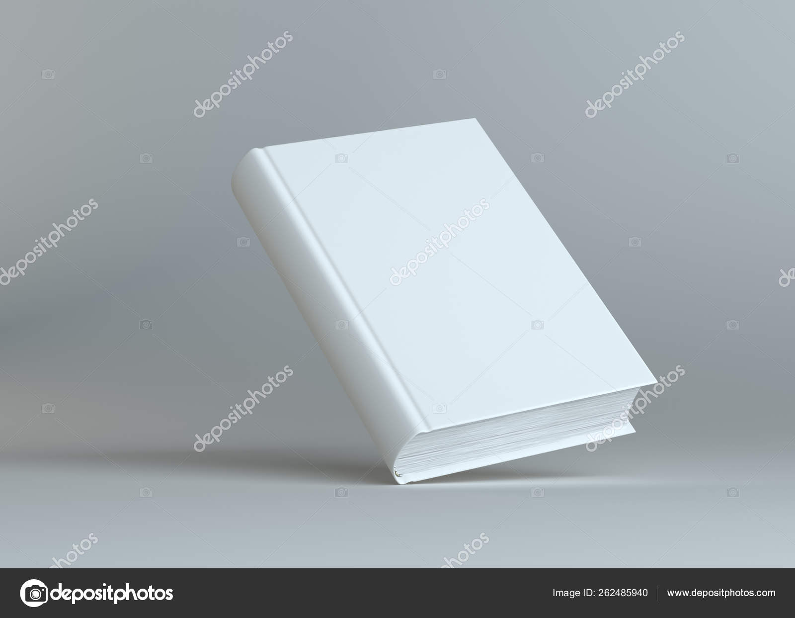 Libro Vacío Blanco Sobre Fondo Gris Del Estudio Lugar Vacío: fotografía ...