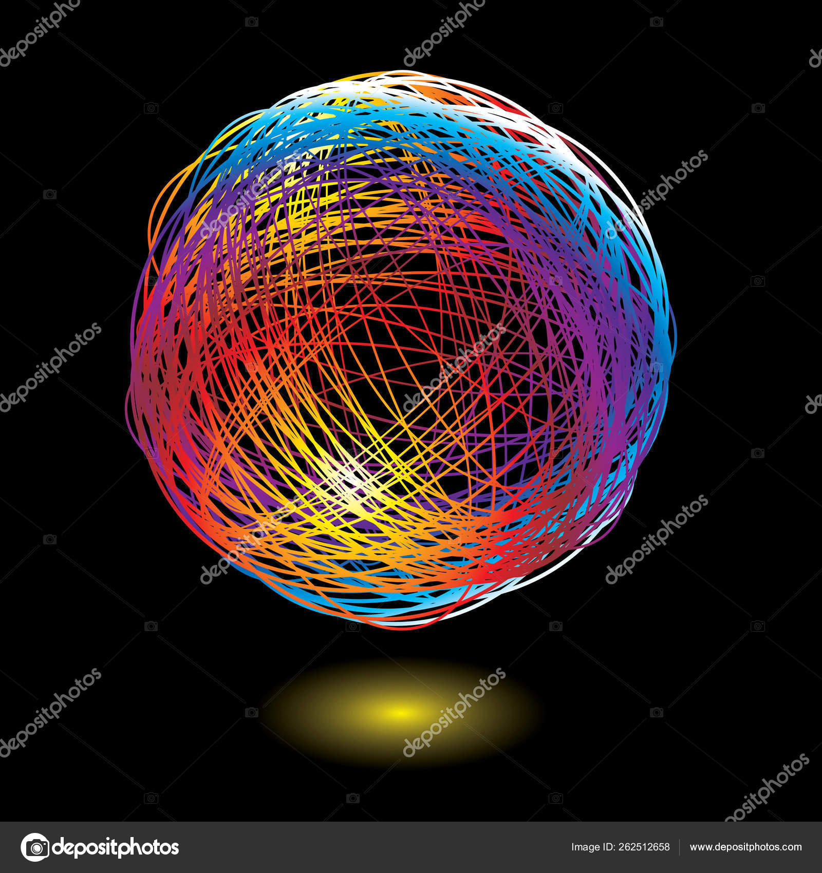 Illustrated Brightly Colored Rainbow Scribble Drop Shadow — Stock Photo ...