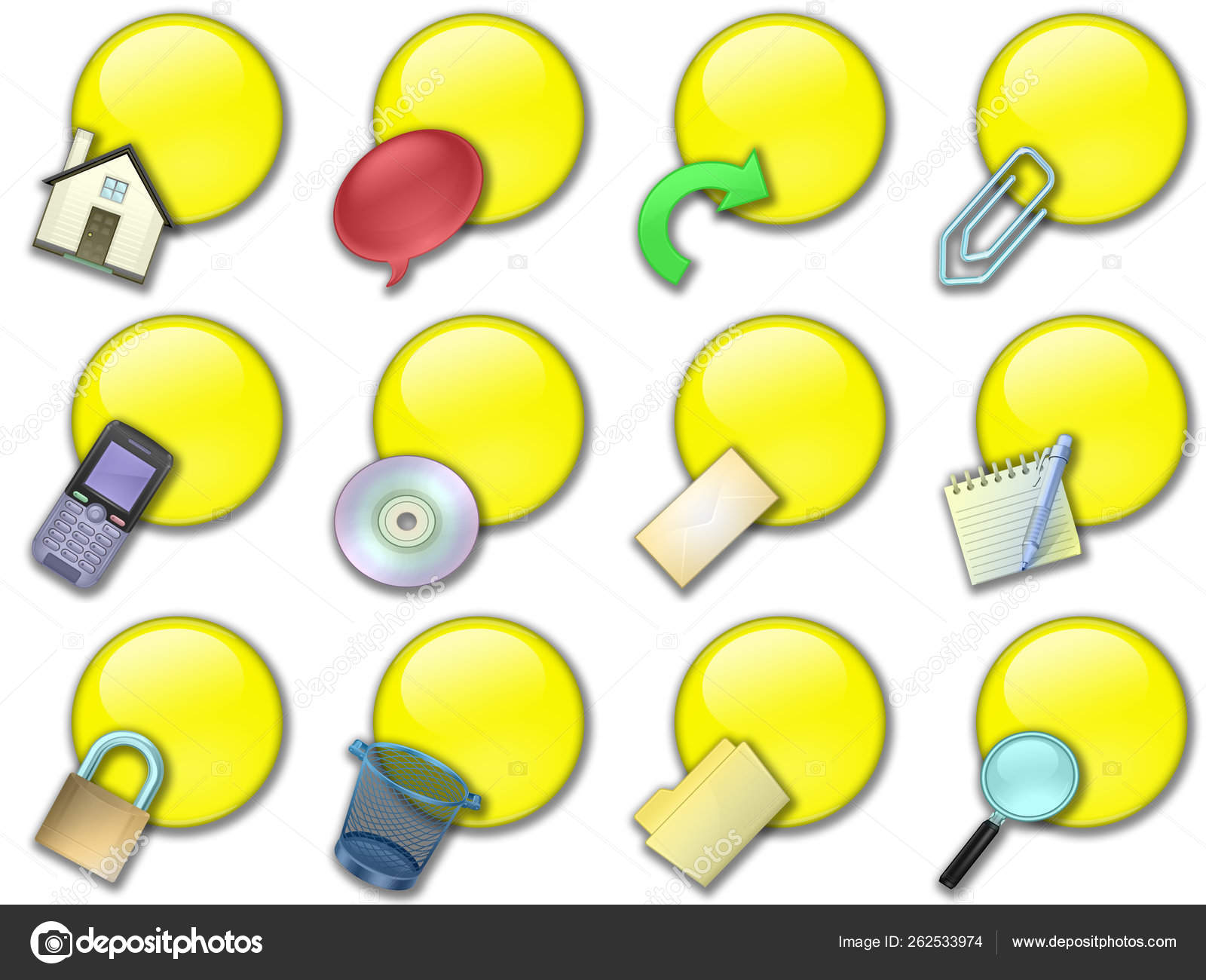 Set Buttons White Background Website Stock Photo by ©YAYImages 262533974