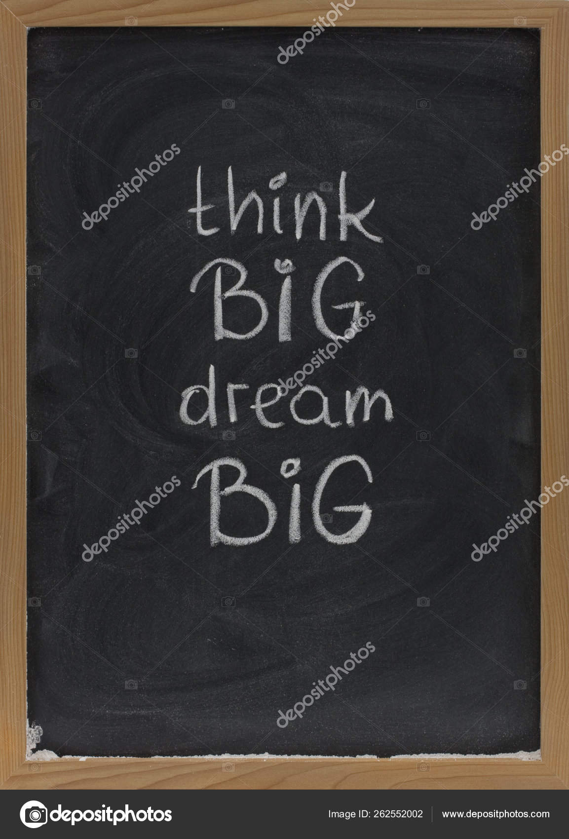 Think Big Dream Big Slogan Handwritten White Chalk Blackboard Erase ...