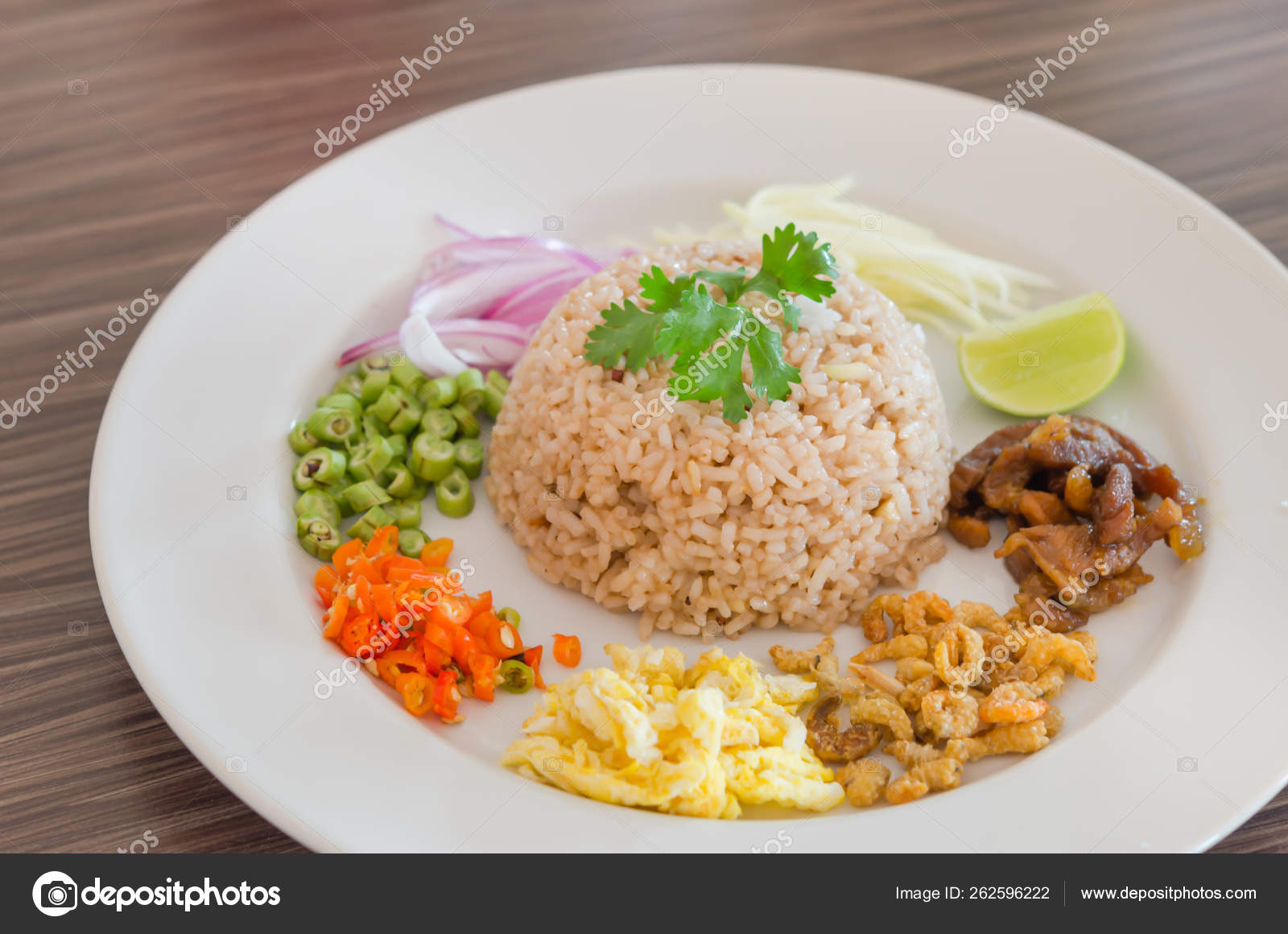 Mixed Cooked Rice Shrimp Paste Sauce Stock Photo by ©YAYImages 262596222