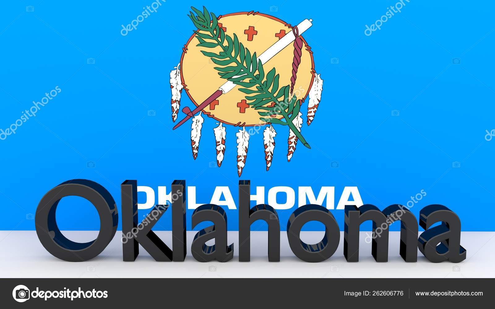 Writing Name State Oklahoma Made Dark Metal Front State Flag Stock ...