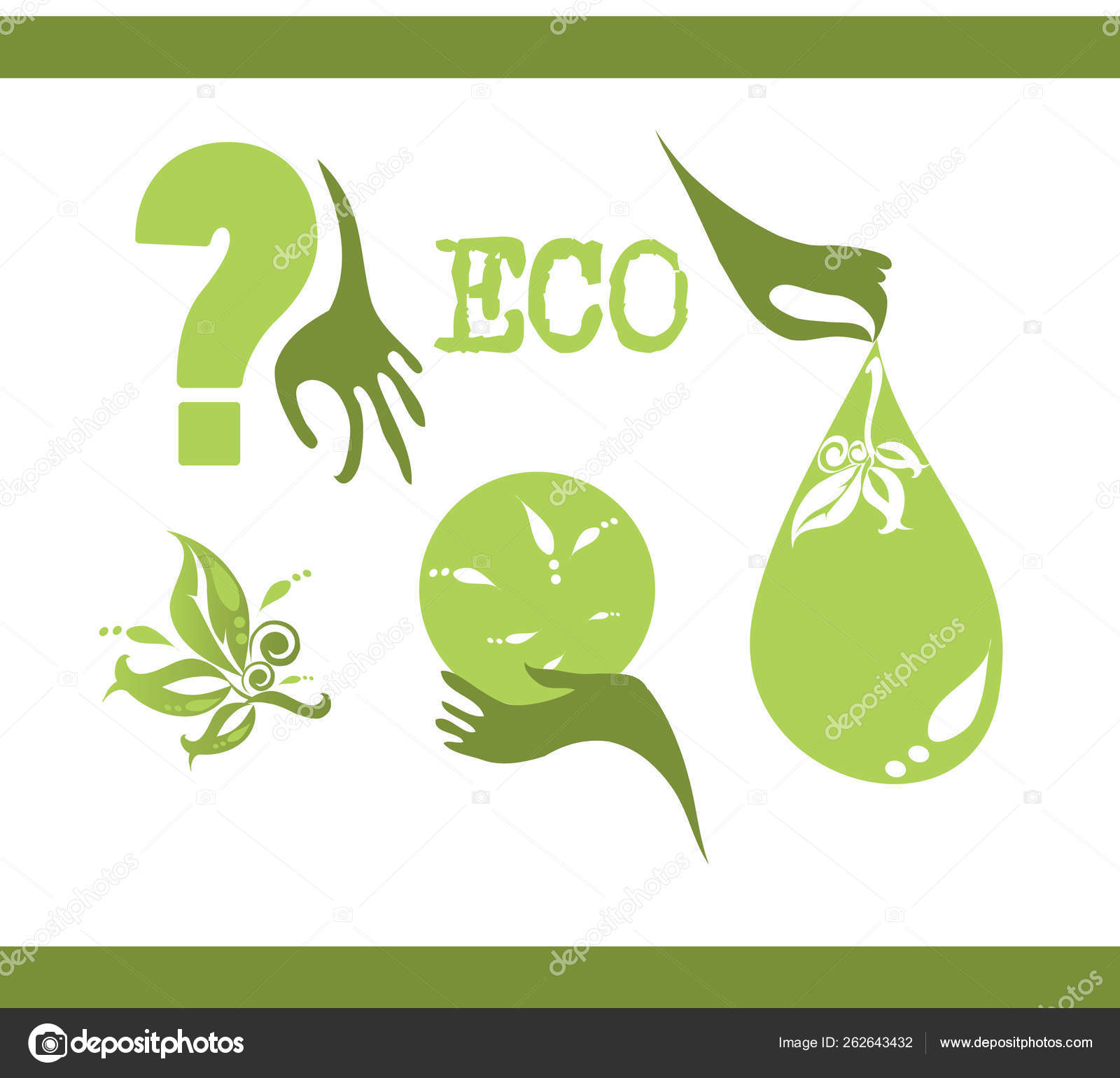 Eco Hands Vector Collection Ecological Symbols Signs Stock Photo by ...