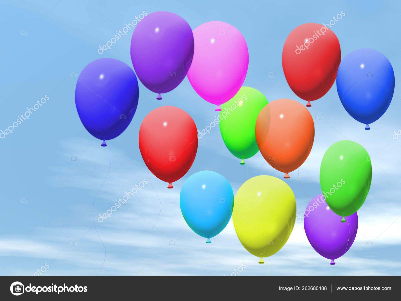 Coloured Balloons Floating Blue Sky Stock Photo by ©YAYImages 262680488