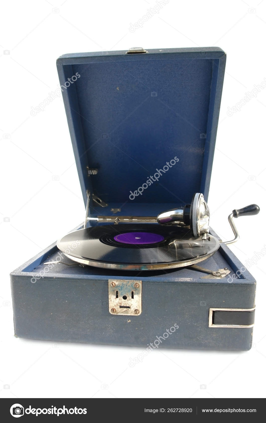 Device Playing Phonograph Records White Background Stock Photo by ...