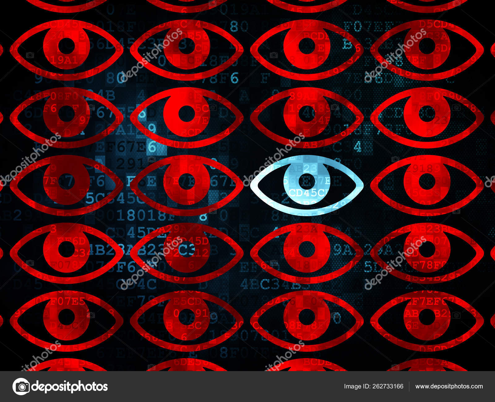 Protection Concept Rows Pixelated Red Eye Icons Blue Eye Icon Stock ...