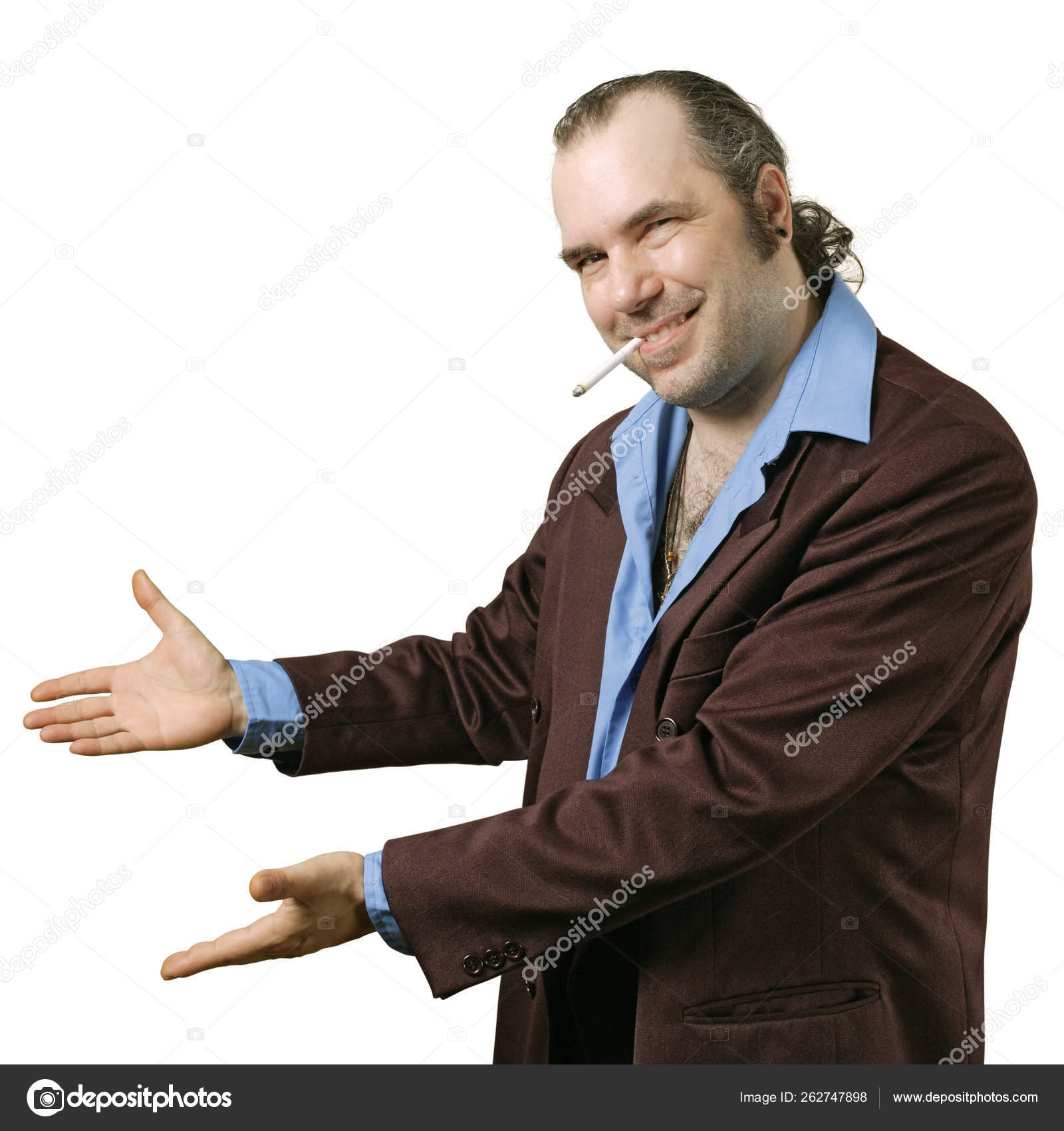 Sleazy Car Salesman Con Man Retro Suit Wearing Man Happy Stock Photo by ...