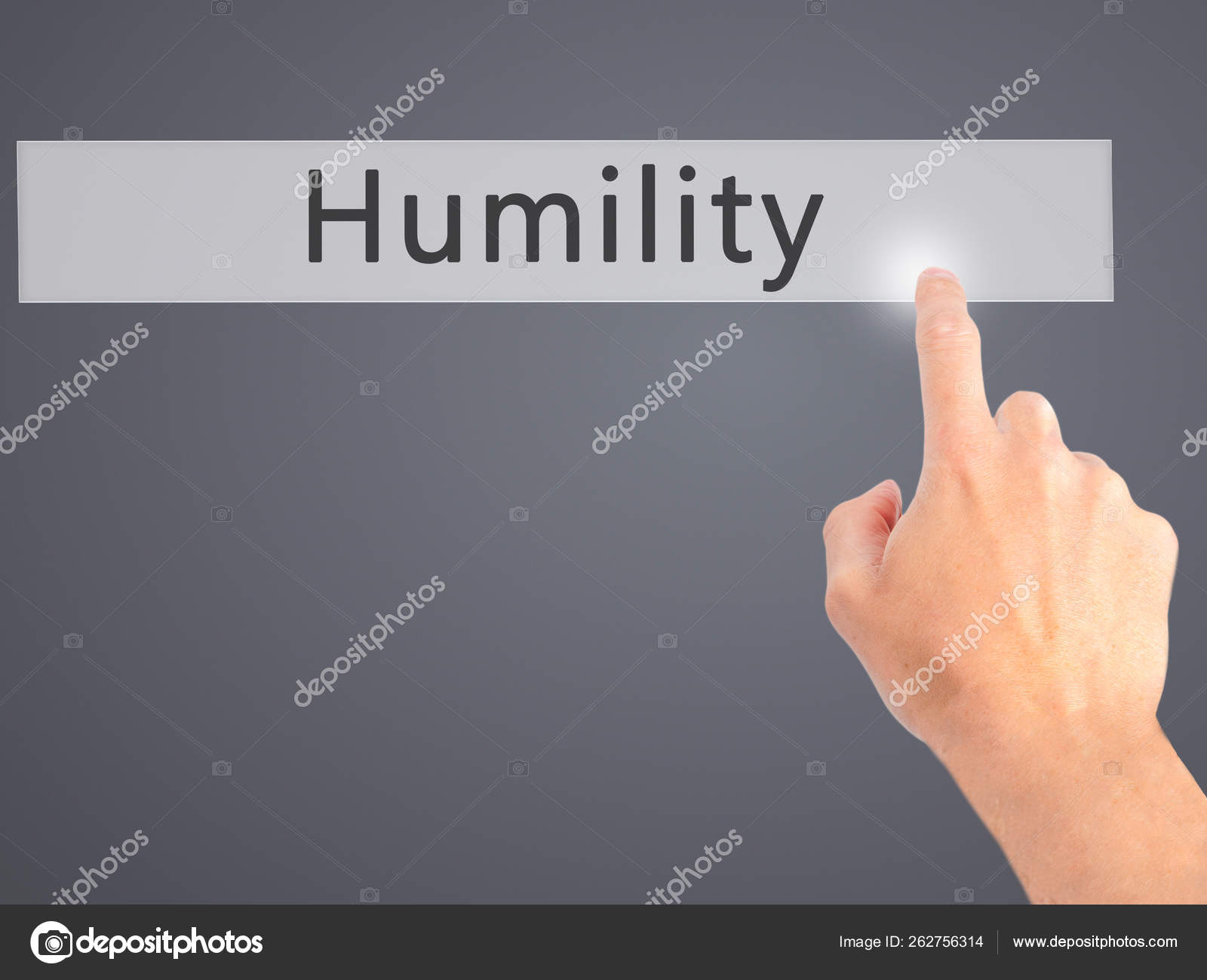 Humility Hand Pressing Button Blurred Background Concept Business ...