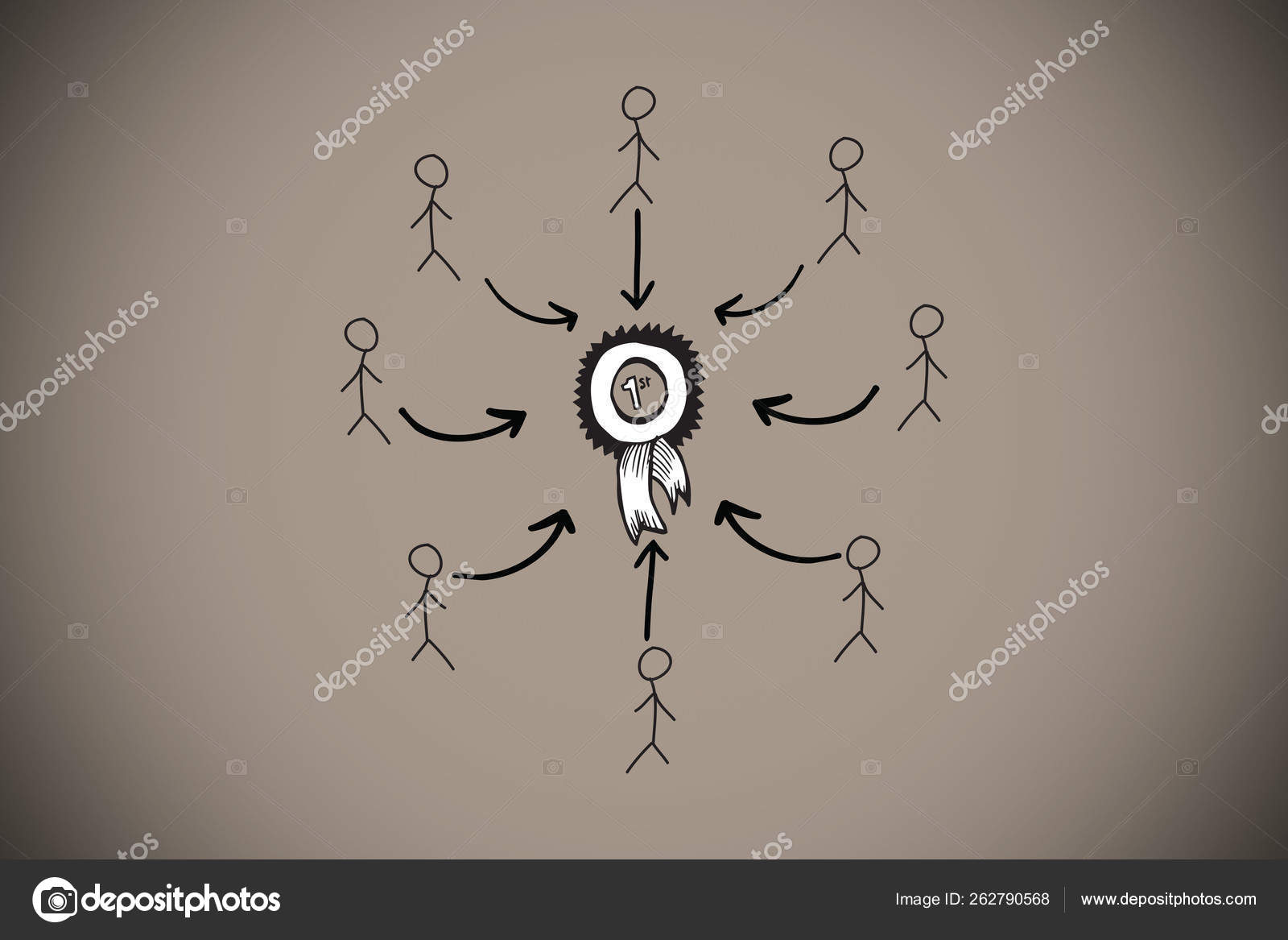 First Place Doodle Stick Figures Grey Background Vignette Stock Photo ...