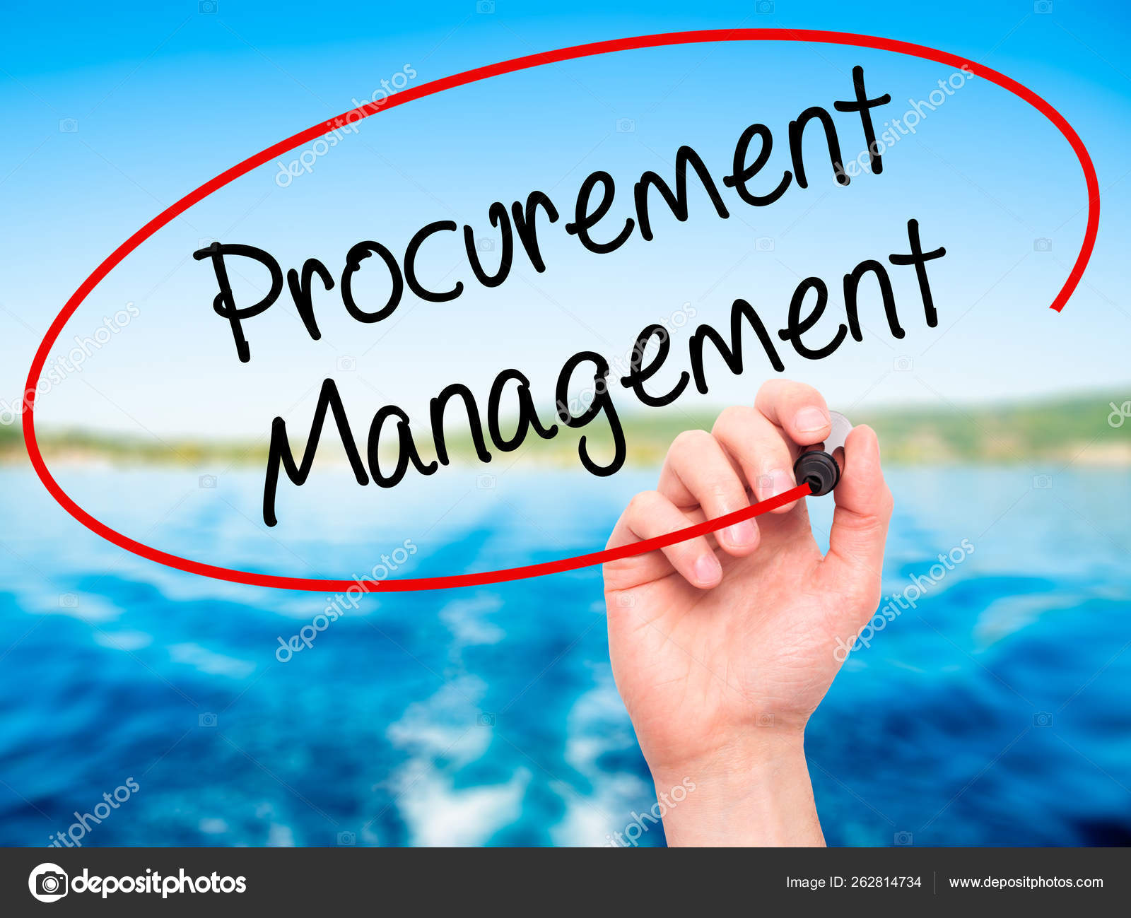 Man Hand Writing Procurement Management Black Marker Visual Screen ...