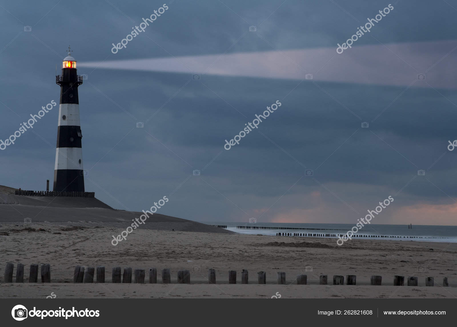 Vuurtoren Breskens Lighthouse Netherlands Shining Night Stock Photo by ...