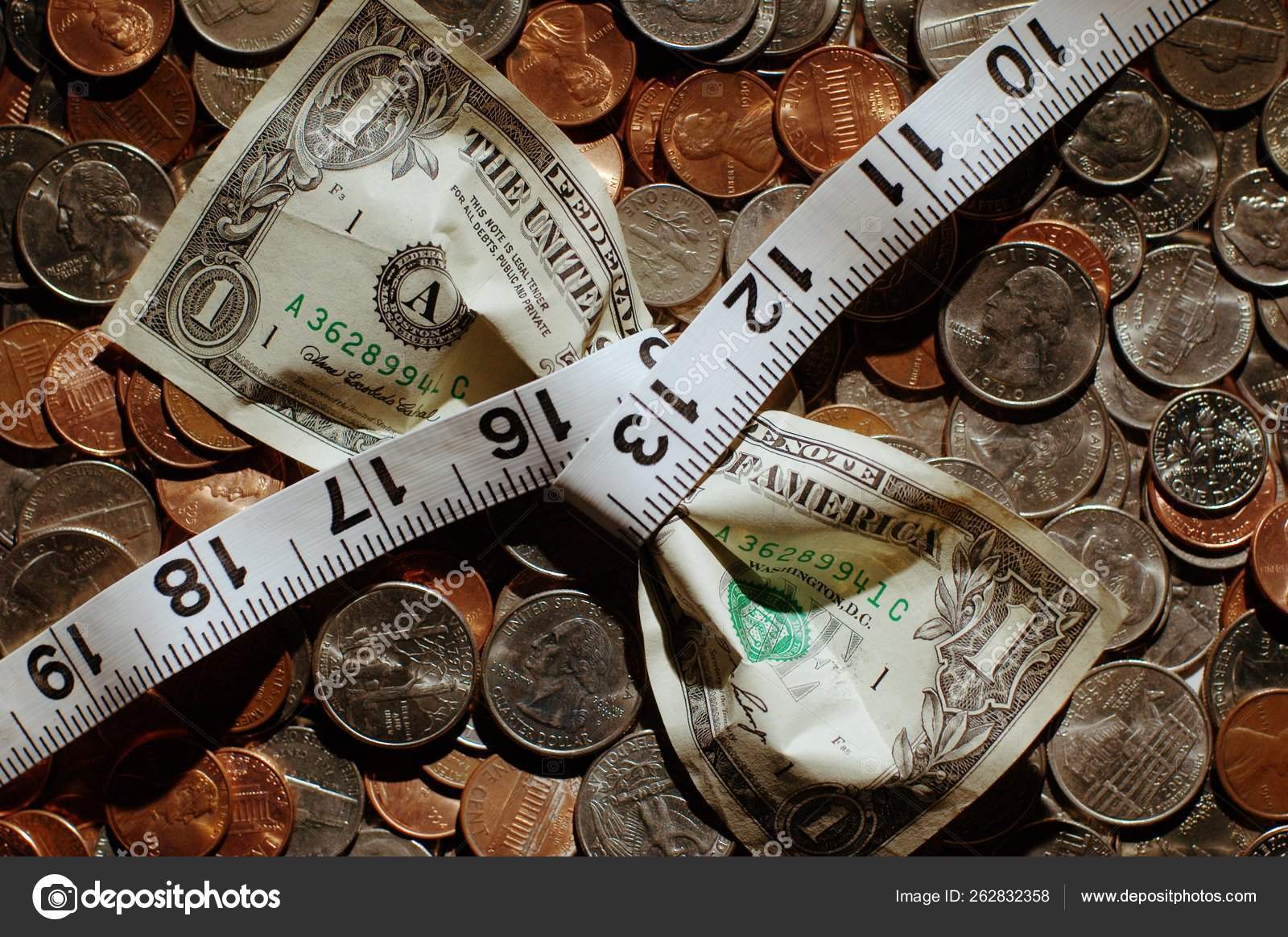 Dollar Bill Being Squeezed Tape Measure Money Background – Stock ...