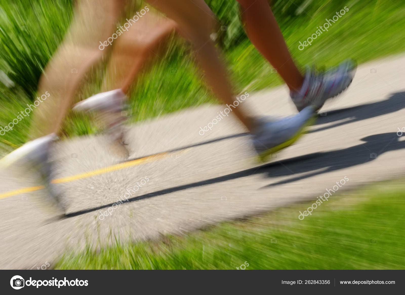 Two Runners Jog Path Motion Blured Emphasize Speed — Stock Photo ...