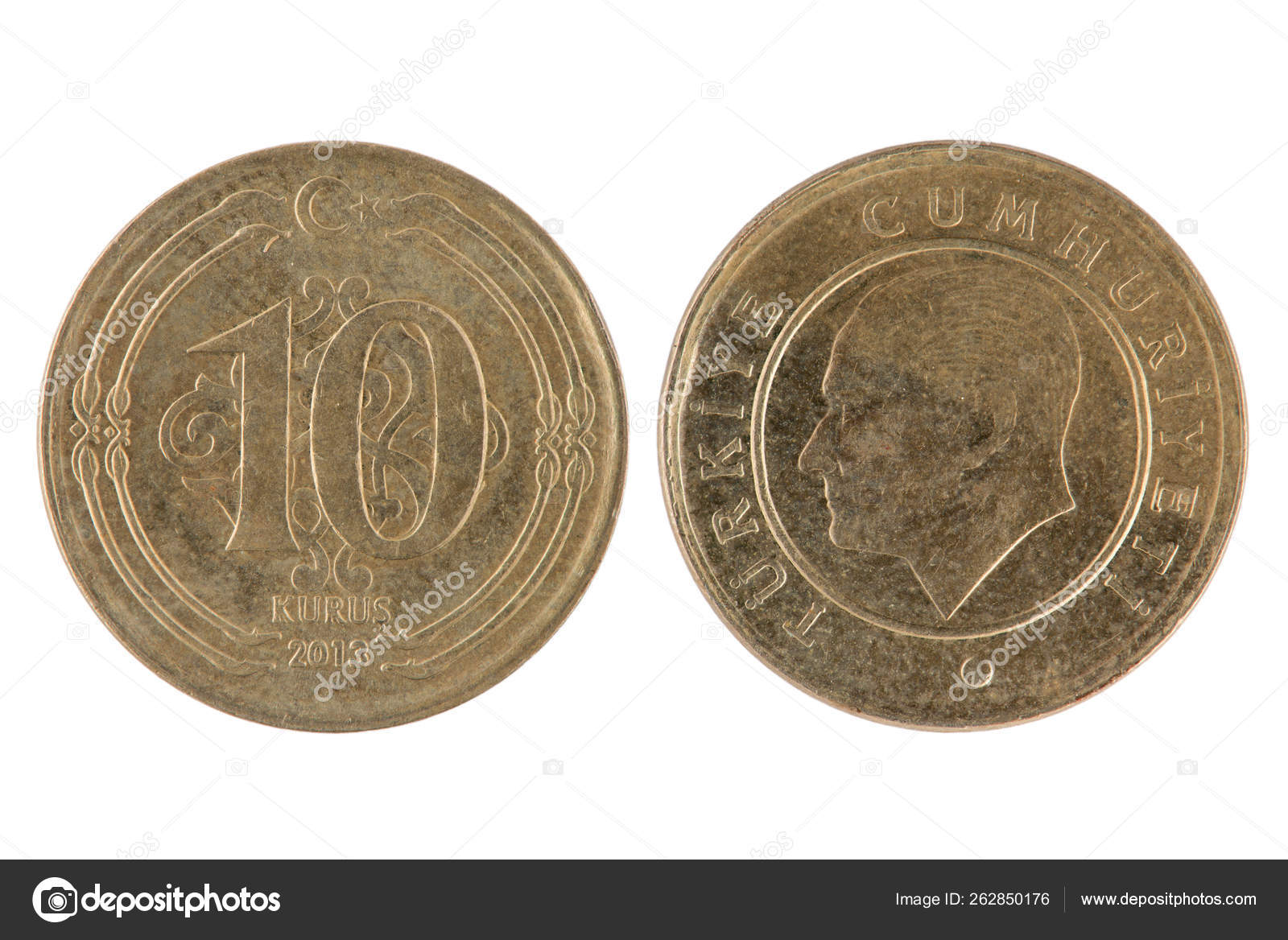 Front Back View Turkish Kurus Coin White Background Stock Photo by ...