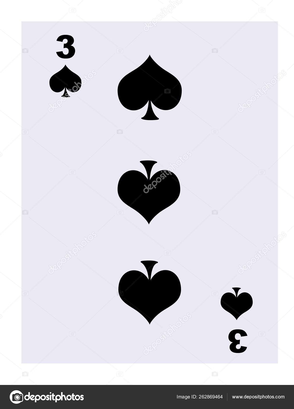 Three Spades Playing Card Isolated White Background — Stock Photo ...