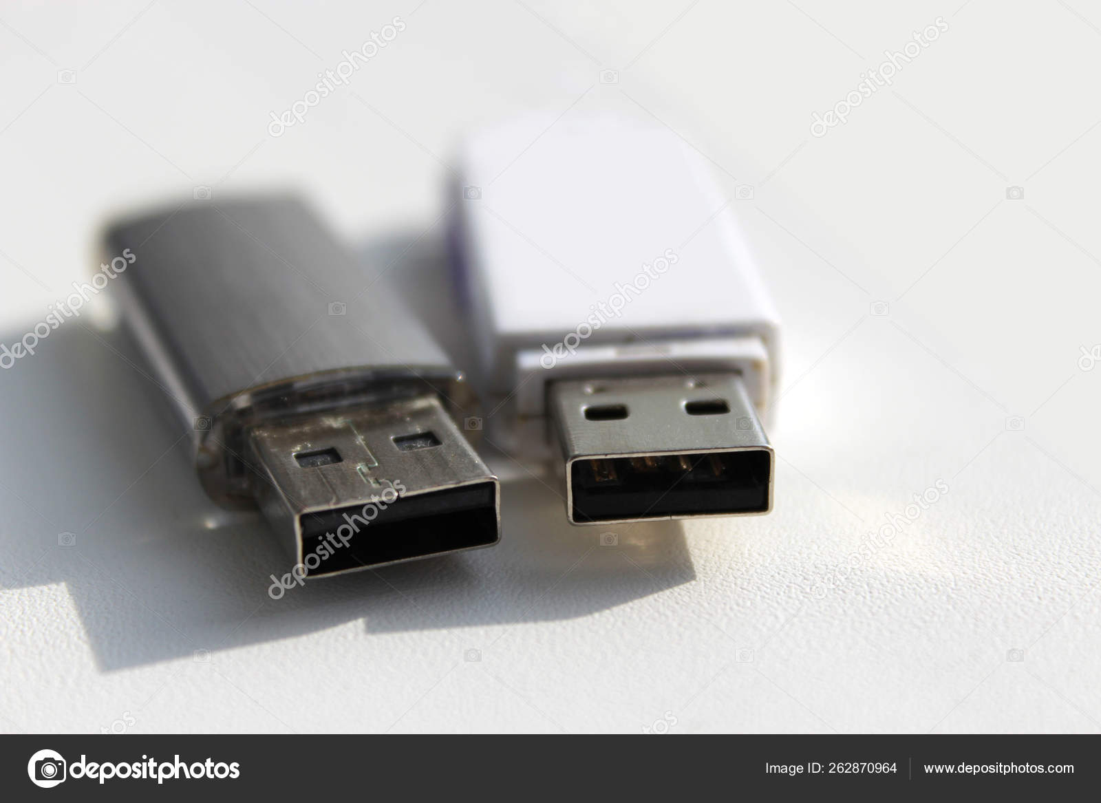 Two Usb Flash Drive Lying White Background — Stock Photo © YAYImages ...