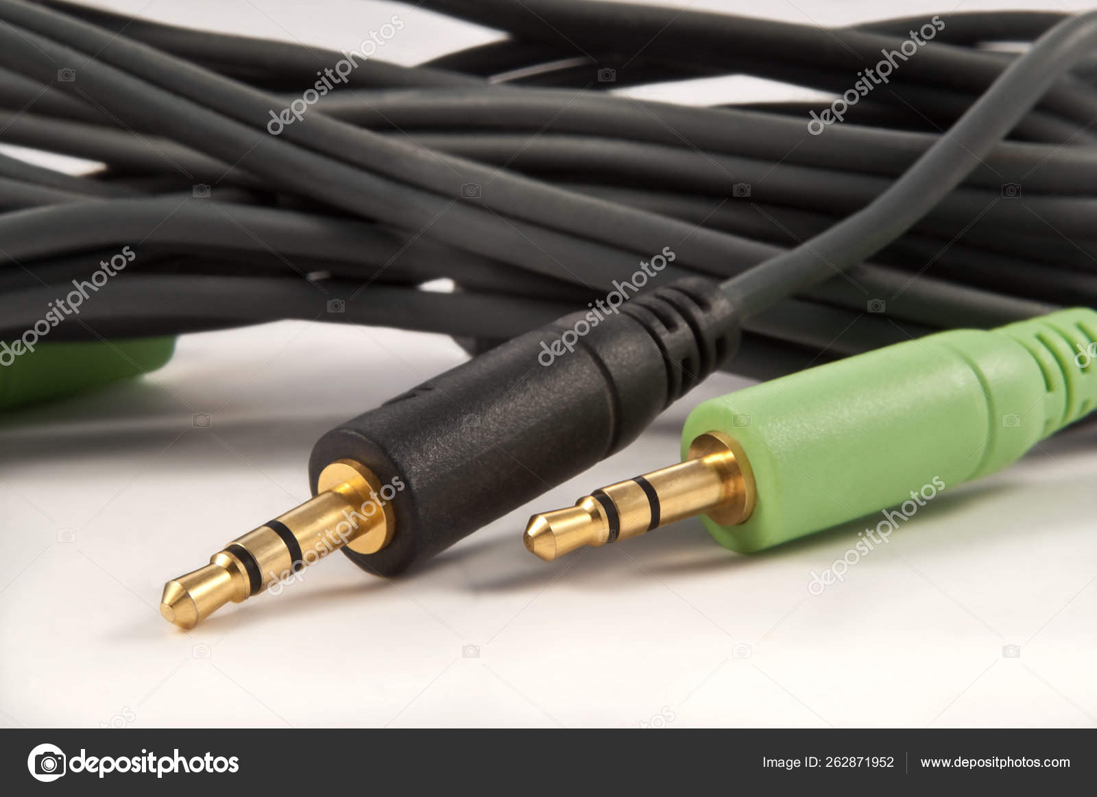 Close Two Audio Plug Cables Arranged White — Stock Photo © YAYImages ...
