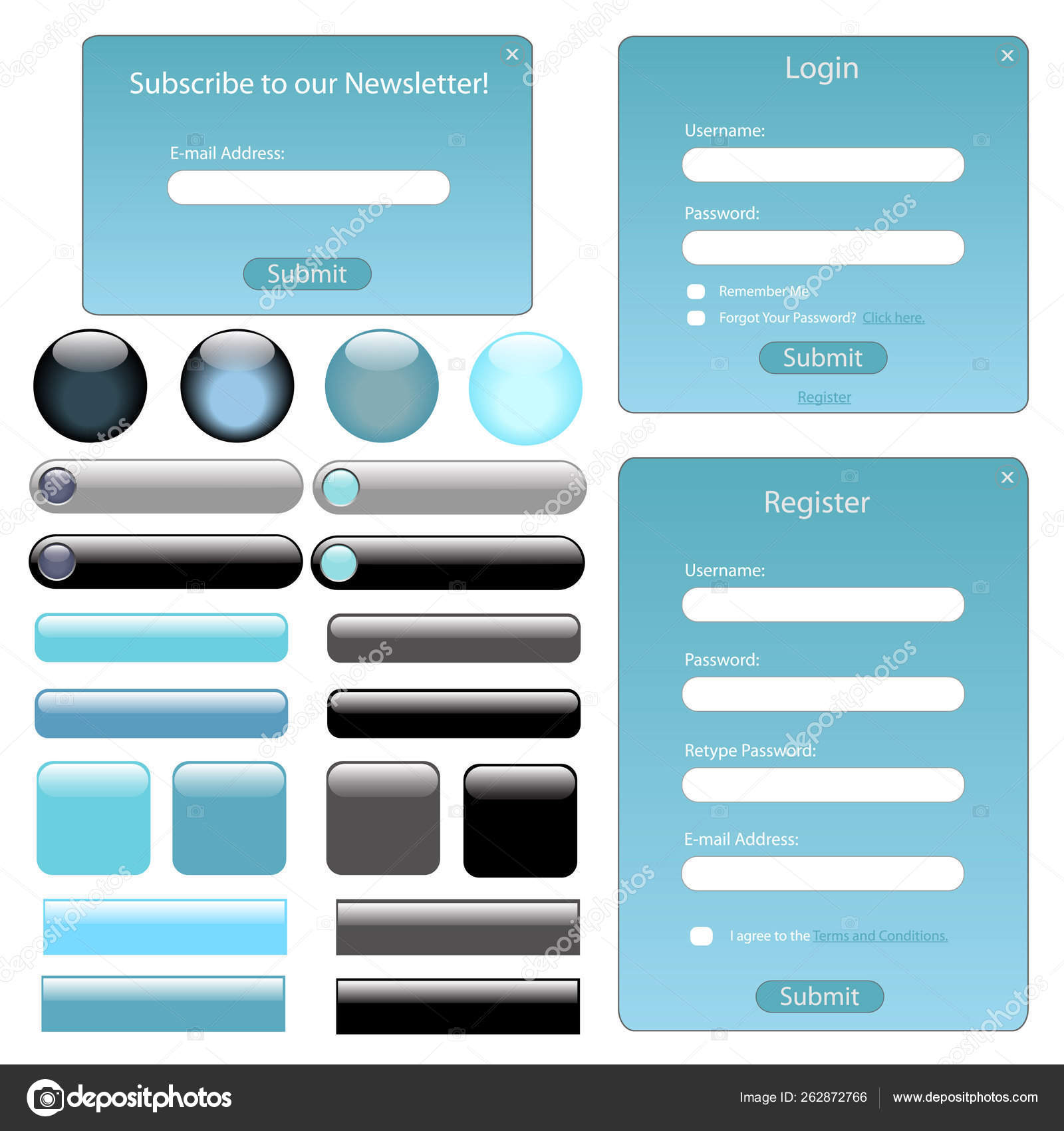 Light Blue Web Template Forms Bars Buttons Stock Photo by ©YAYImages ...