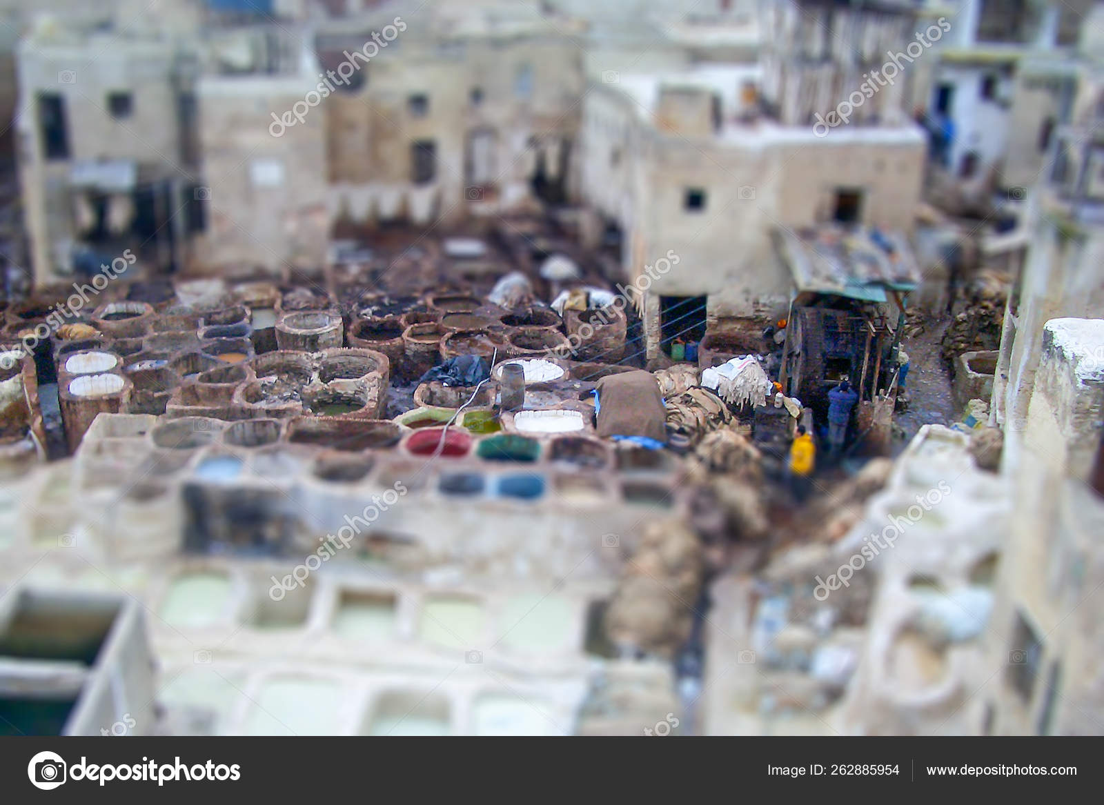 Traditional Tannery District Fez Morocco Tilt Shift Effect Applied ...