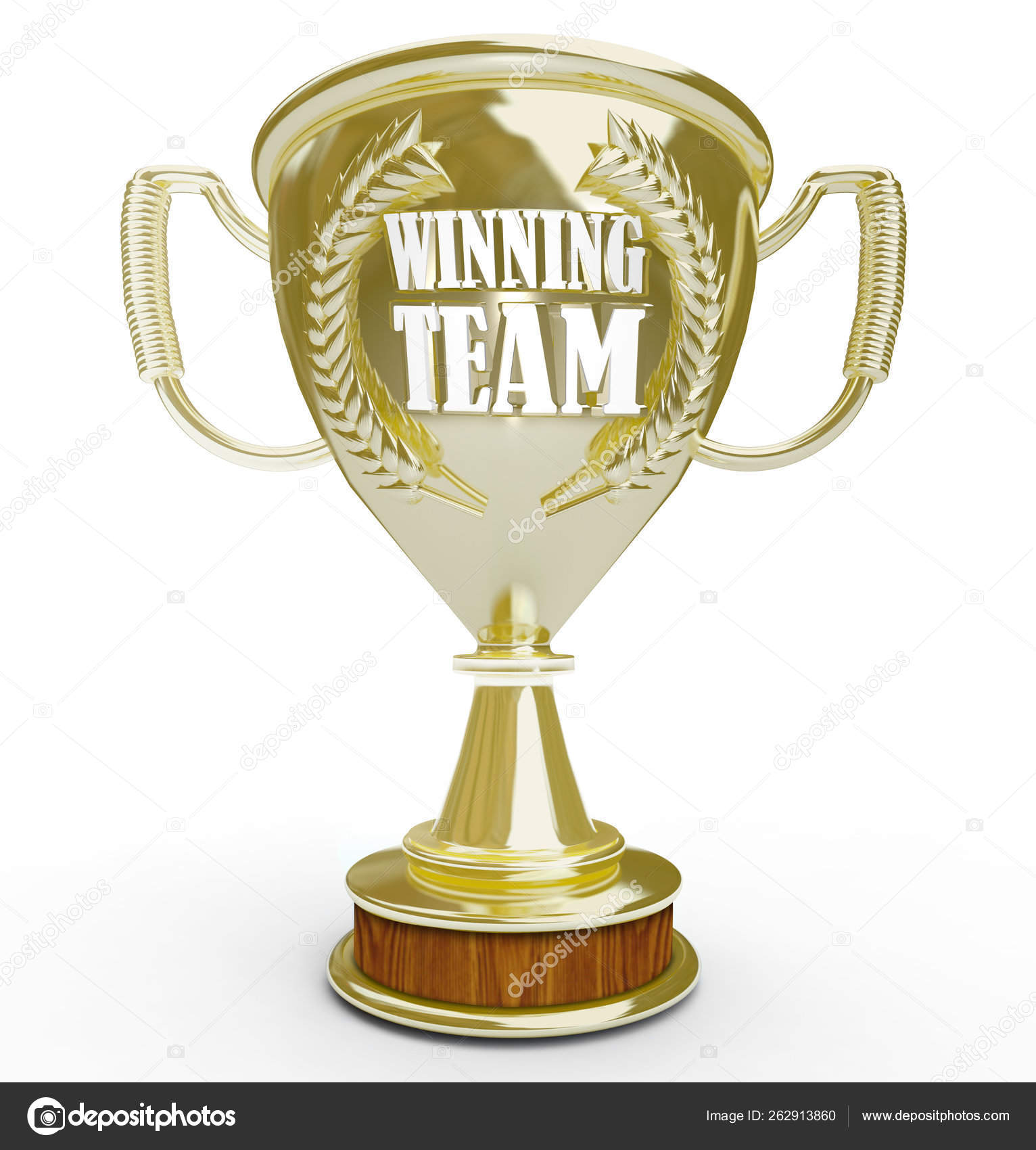 Golden Trophy Words Winning Team Stock Photo by ©YAYImages 262913860