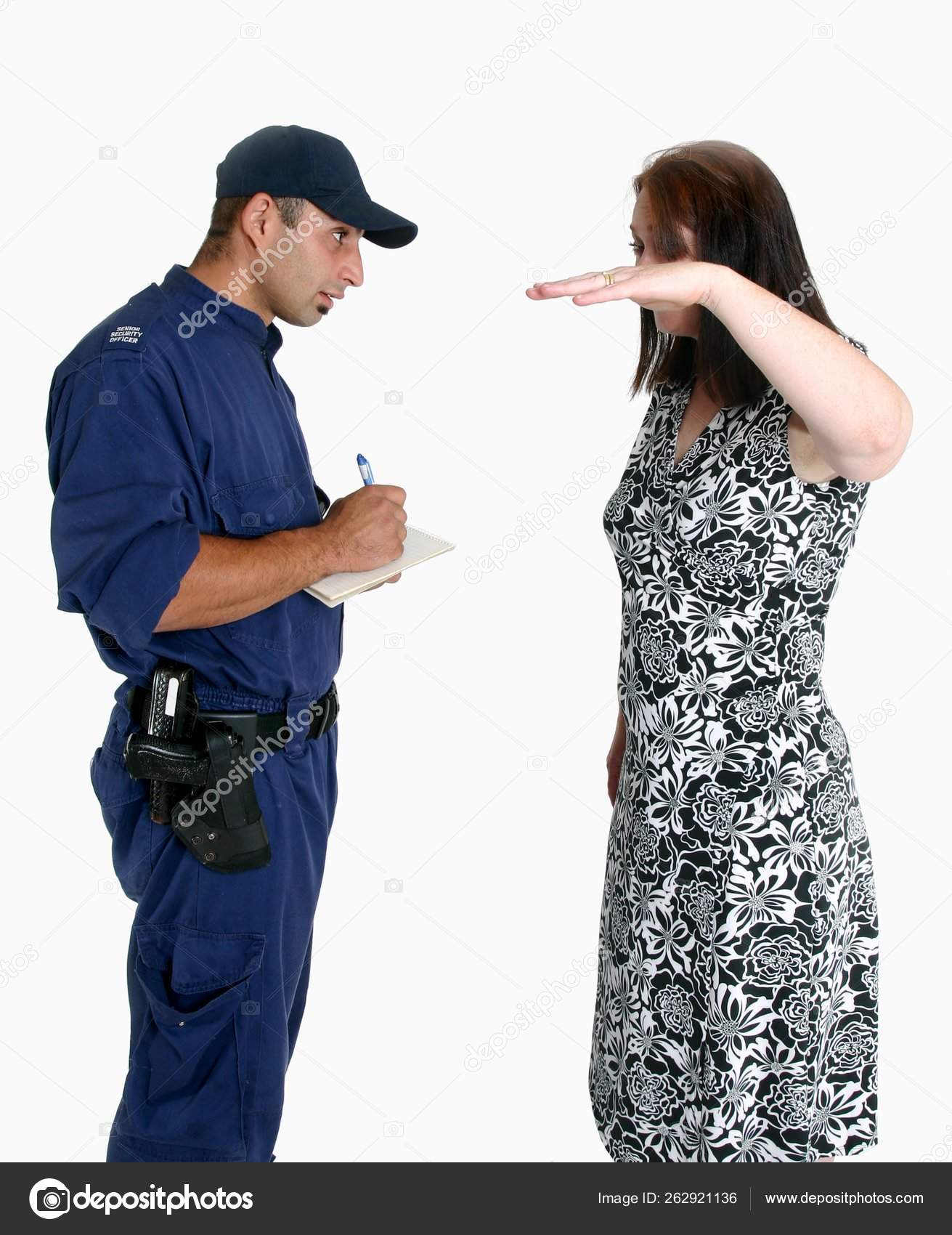 Security Guard Obtains Details Assault Robbery Victim — Stock Photo ...