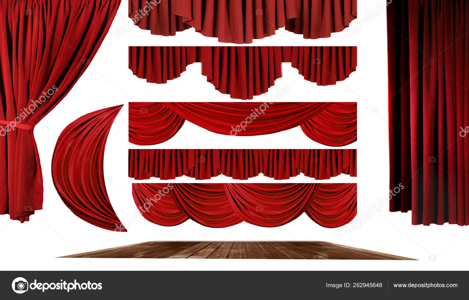 Dramatic Red Old Fashioned Elegant Theater Stage Elements Swags Make ...