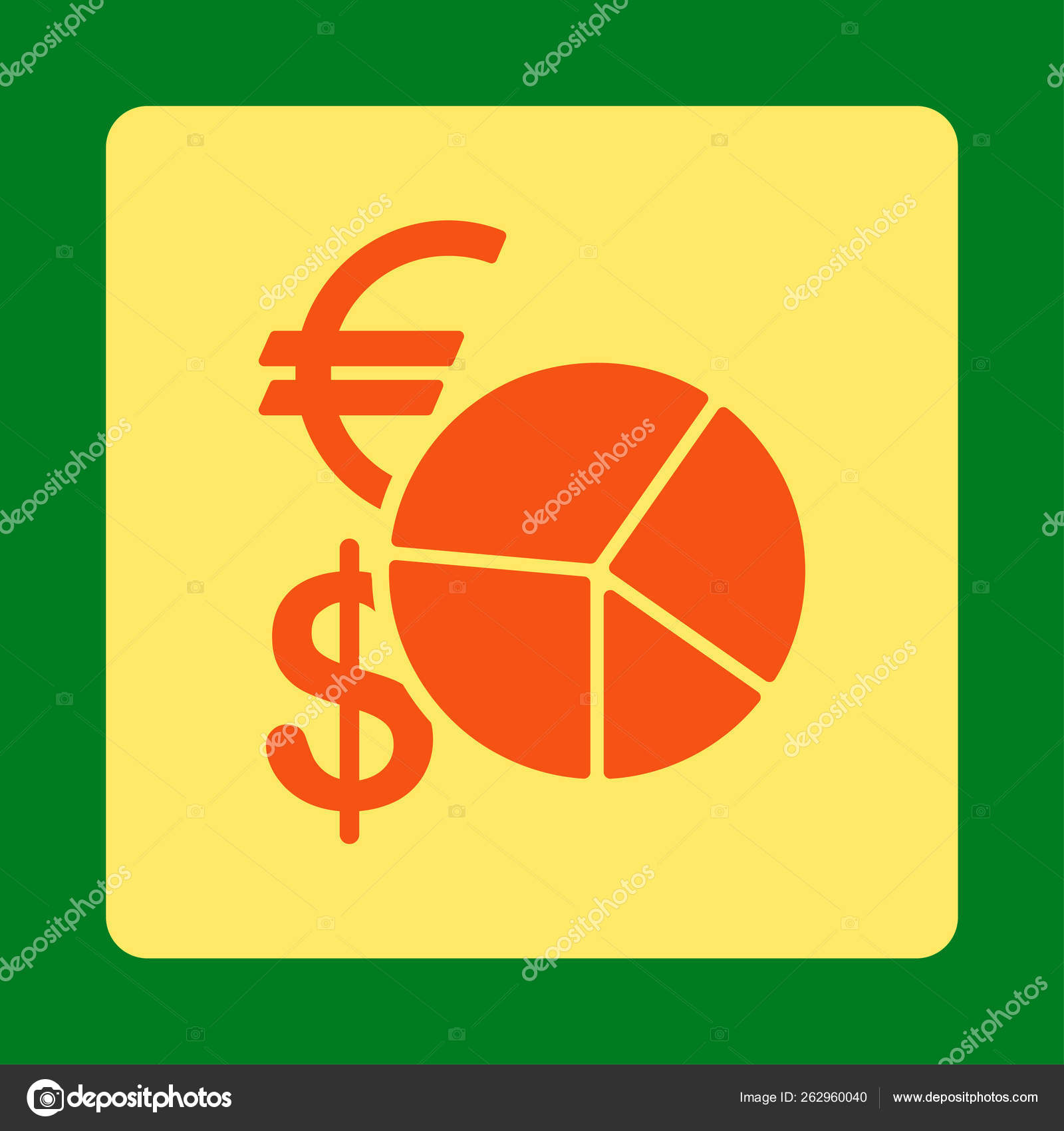 Currency Pie Chart Raster Icon Flat Rounded Square Button Uses Stock ...