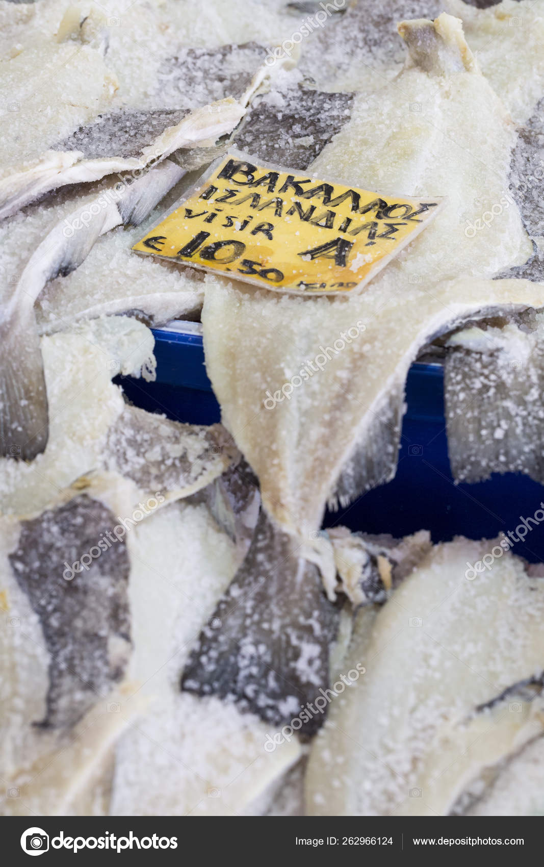 Salted Cod Fish Bacalao Market Greece — Stock Photo © YAYImages #262966124