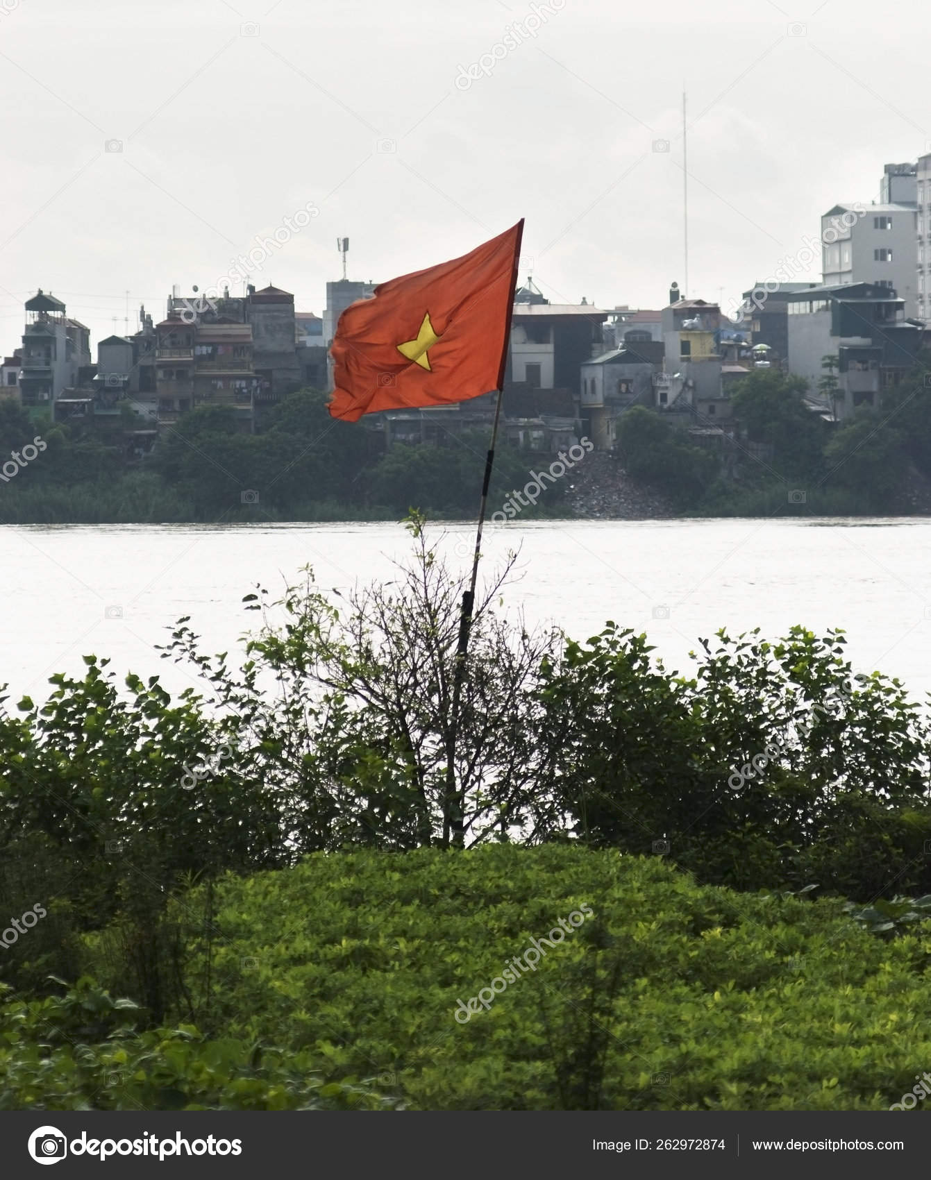 Vietnamese Flag Red River Hanoi Background Stock Photo by ©YAYImages ...