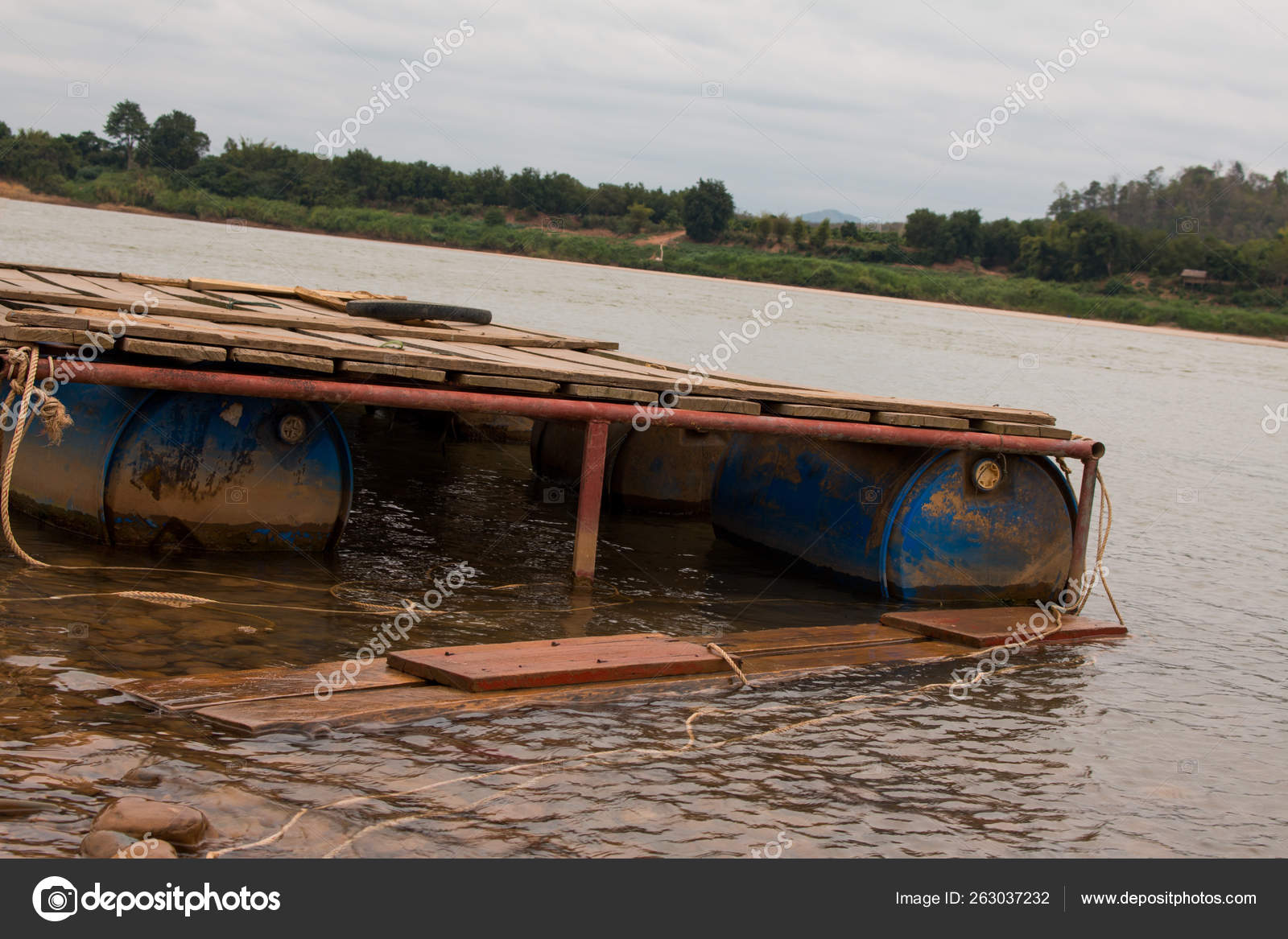 Passenger Pontoon Boat Damaged Stock Photo by ©YAYImages 263037232