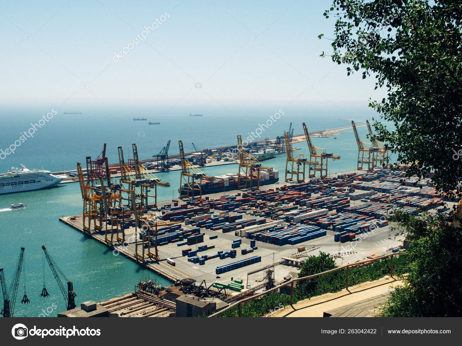 Commercial Port Container Ship Aerial Footage – Stock Editorial Photo ...