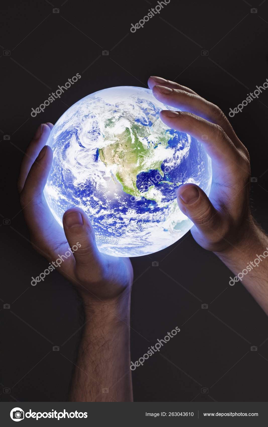 Man Holding Glowing Earth Globe His Hands Earth Image Provided Stock ...