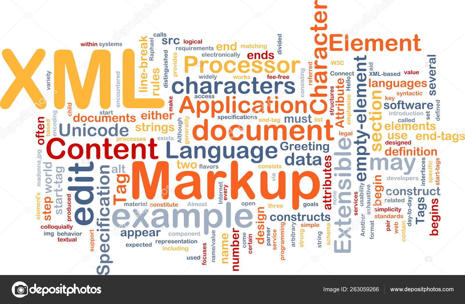 Word Cloud Concept Illustration Xml Markup Language Stock Photo by ...