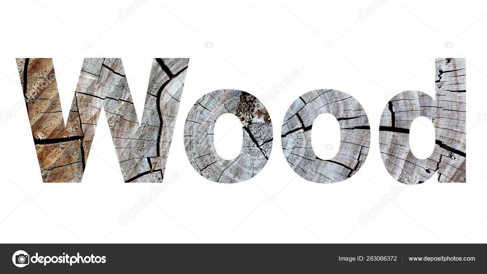 Word Wood Made Tree Bark Picture White Background Stock Photo by ...