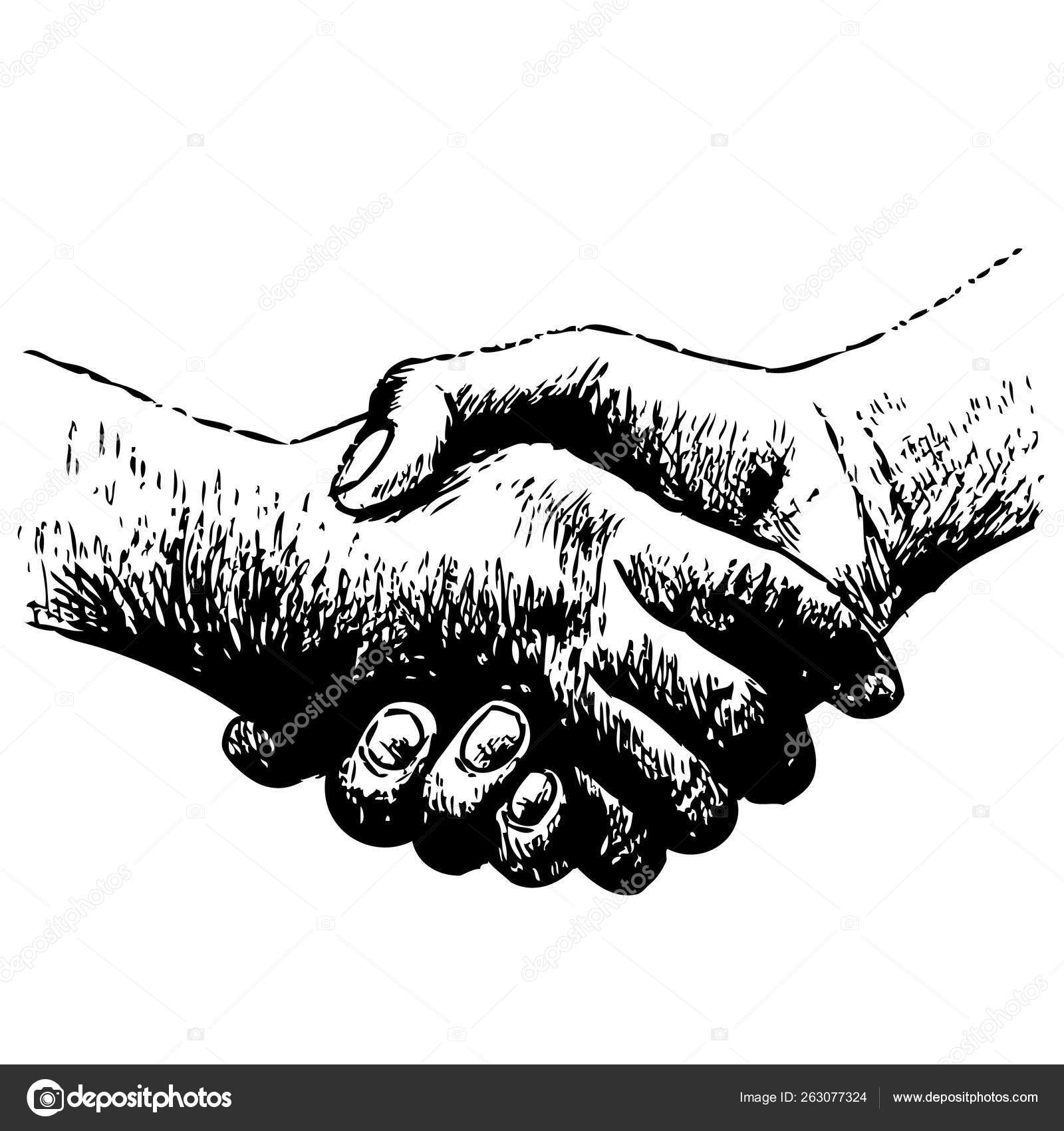 Stockillustratie van Hand Getekend Illustratie Van Handen Schudden door ...