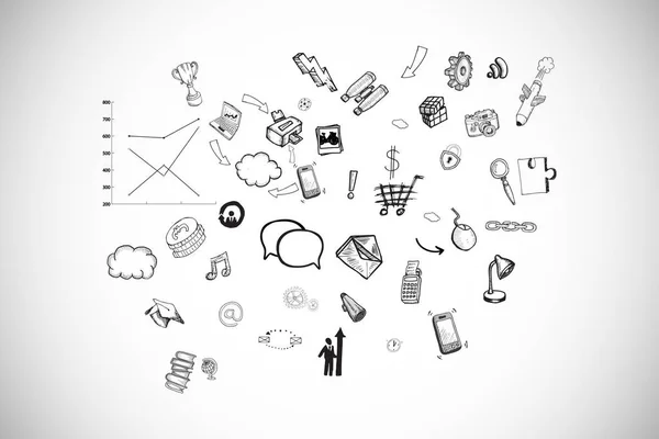 Computer Brainstorm Doodles White Background Vignette Stock Photo by ...