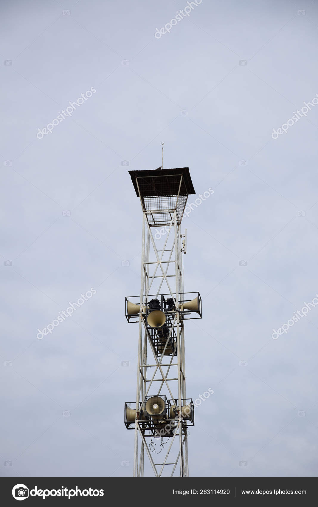 Loudspeakers Broadcast Tower Sky Background Stock Photo by ©YAYImages ...
