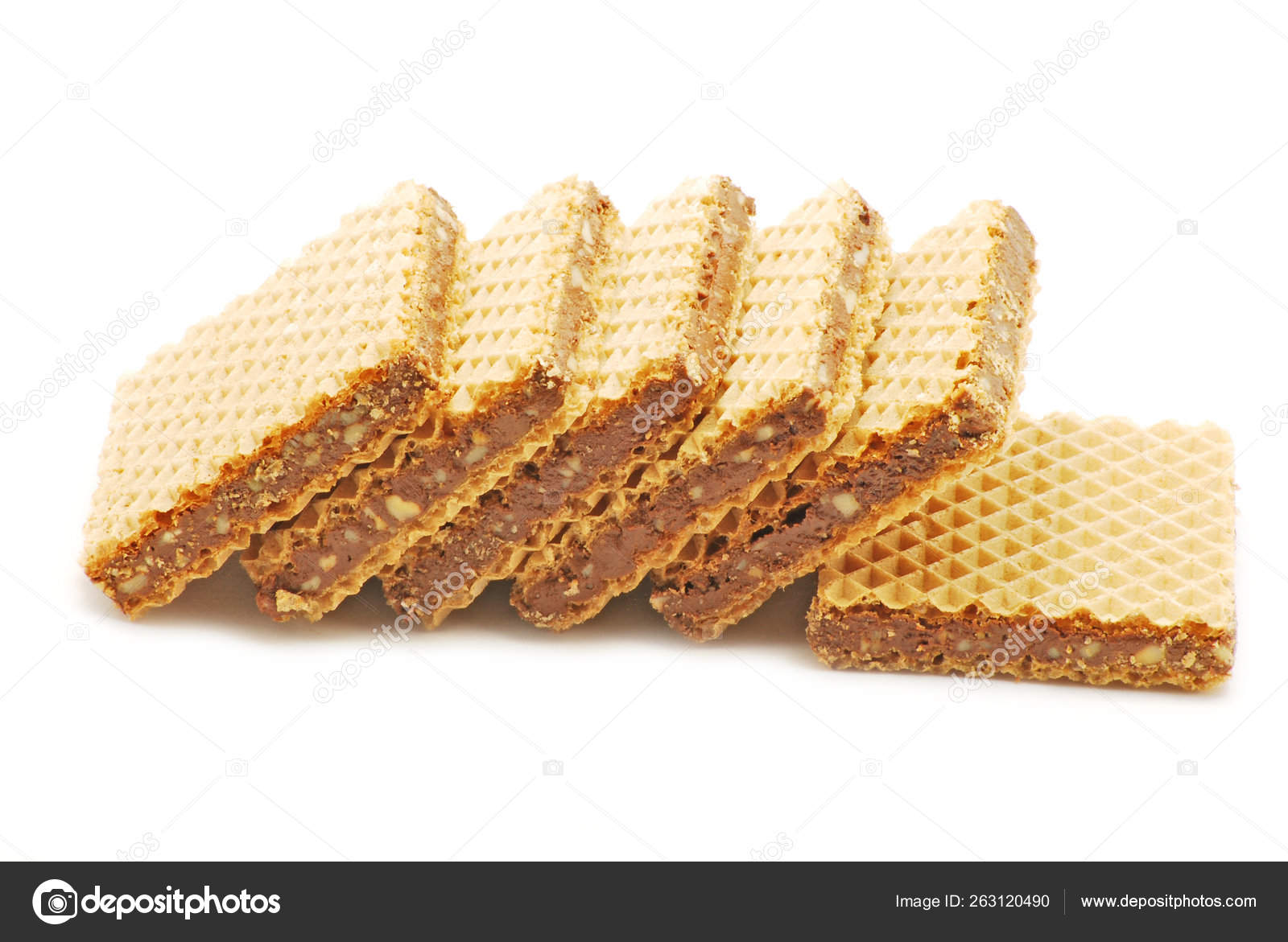 Group Fresh Wafers Chocolate Isolated White Background Stock Photo by ...