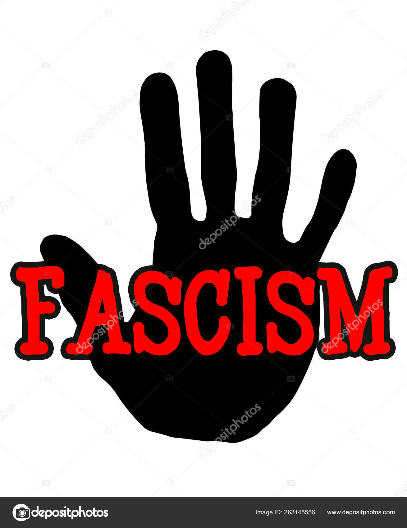 Man Handprint Isolated White Background Showing Stop Fascism Stock ...