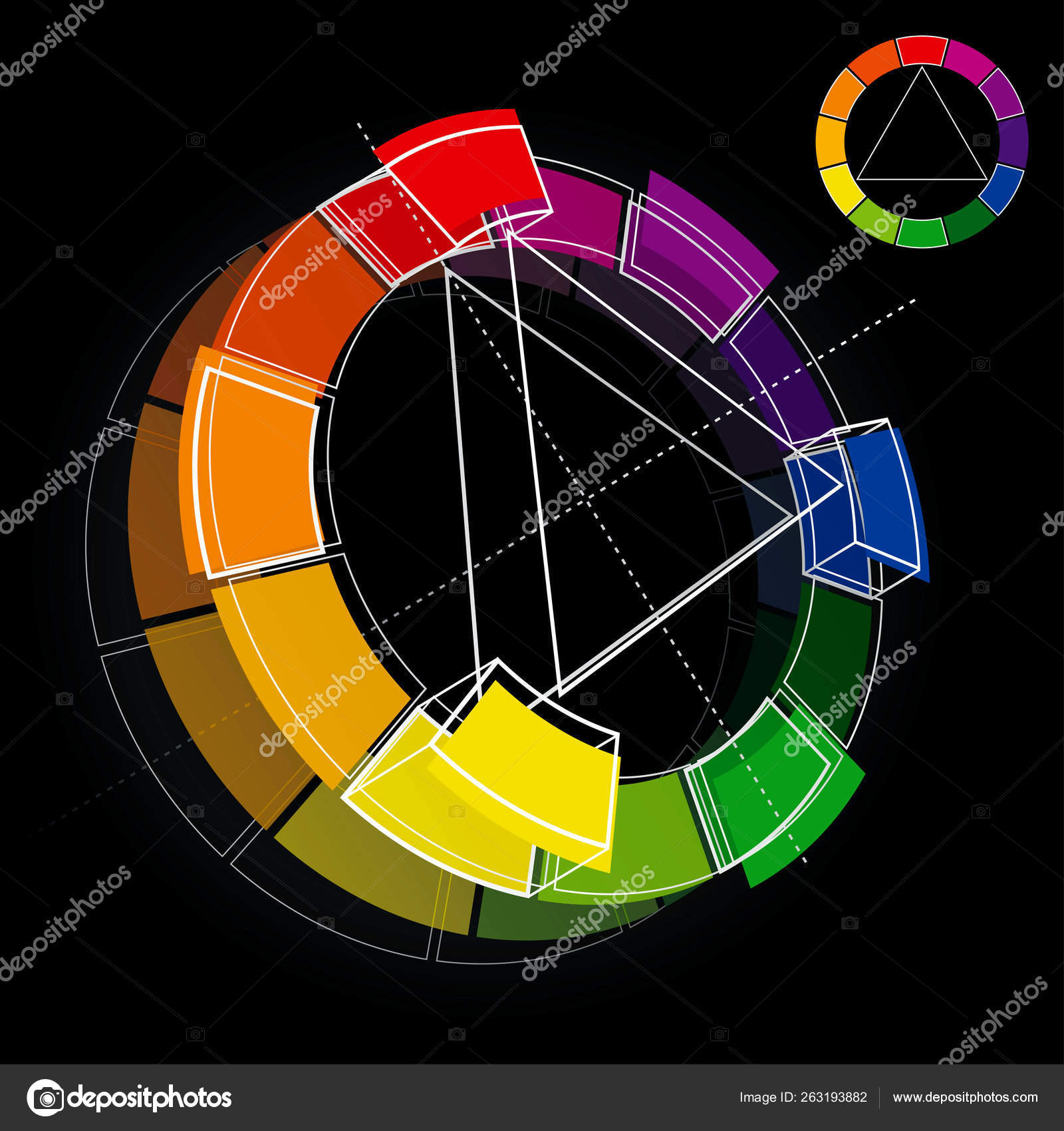 Three Dimensional Color Wheel Black Background Rasterized Version Stock ...